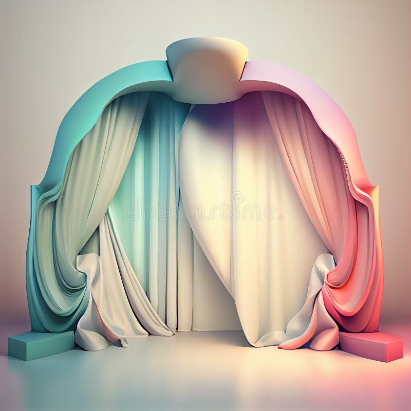 Empty Pastel Color Podium with Geometric Shape Pedestal for Product ...