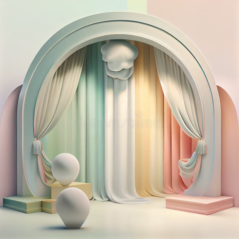 Empty pastel stage stock illustration. Illustration of balloons - 264185106