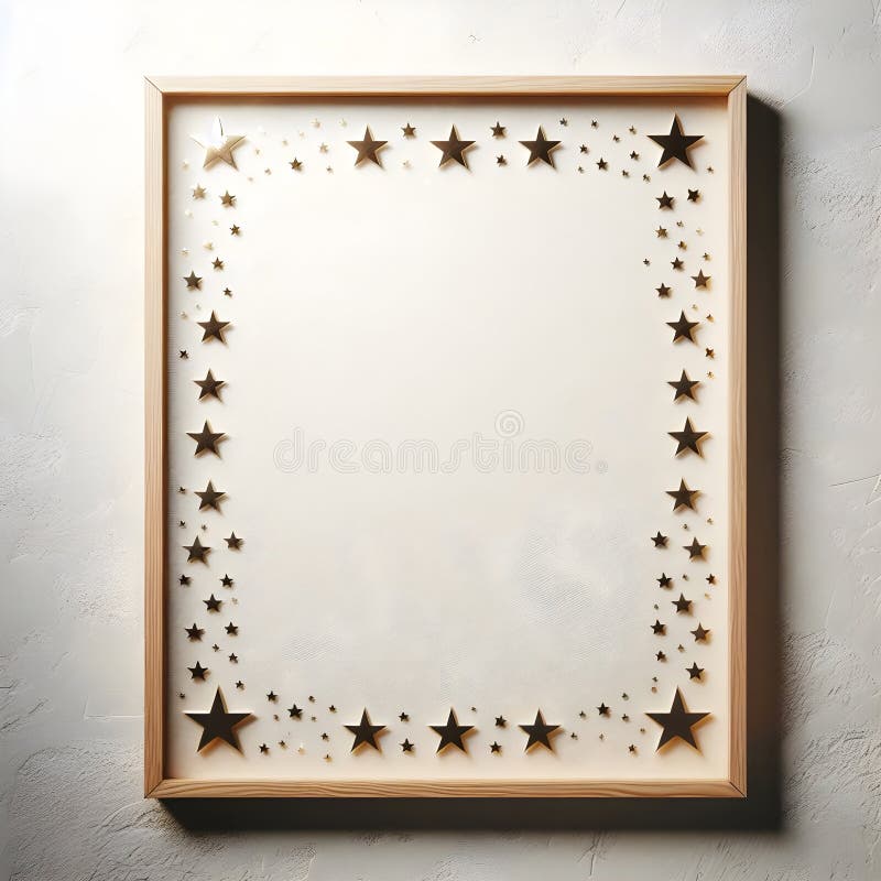 Generative AI Empty Picture Frame Decorated with Stars Stock ...