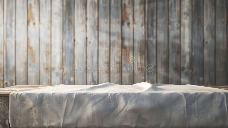 Generative AI Empty Podium on Wooden Table with Tablecloth Over Rustic ...