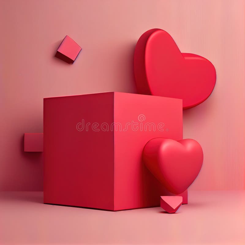 Empty red stage with heart stock illustration. Illustration of empty ...