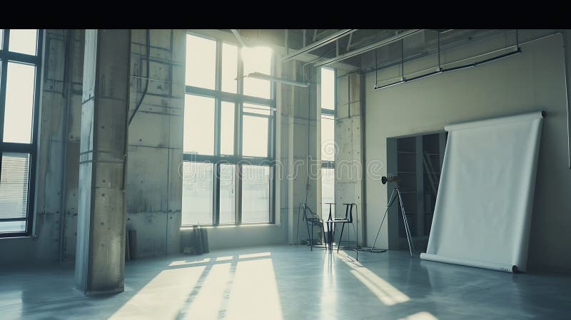 Generative AI Empty Room Office Space Building with Cement Material ...