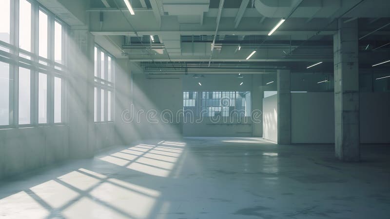 Generative AI Empty Room Office Space Building with Cement Material ...