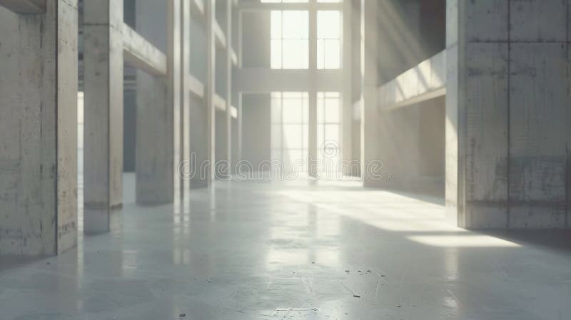 Generative AI Empty Room Office Space Building with Cement Material ...