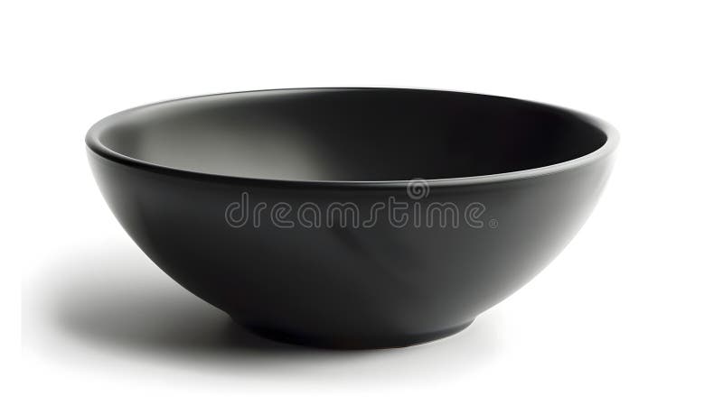 Generative AI Empty Single Black Ceramic Bowl Isolated on White ...