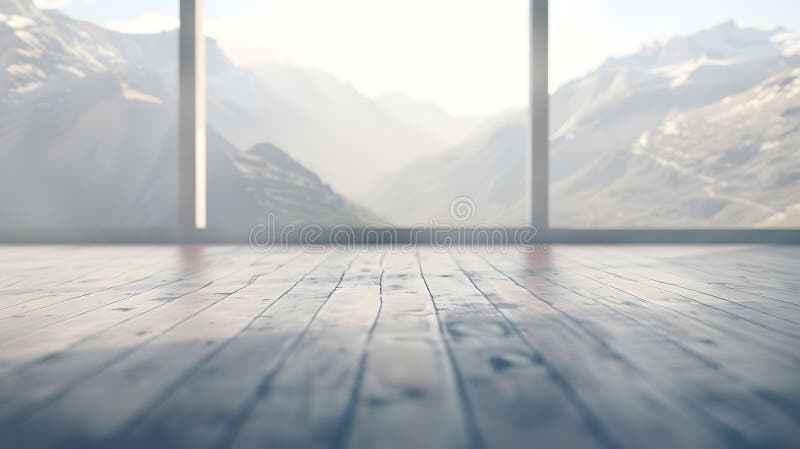 Generative AI Empty Solid Clean Floor with Beautiful Landscape ...