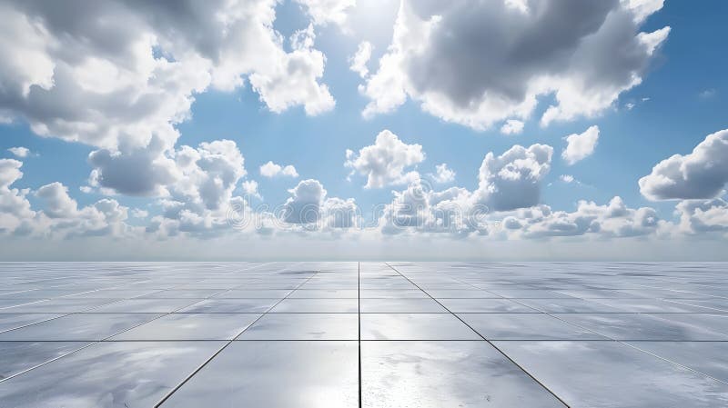 Generative AI Empty Square Floor and Beautiful Sky Cloud Scene Business Concept. Stock Image ...