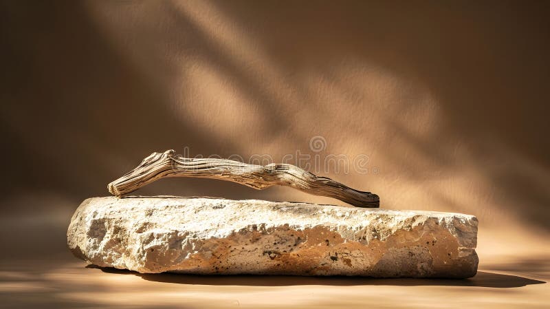 Generative AI Empty Stone Podium with Lights and Shadows on Brown ...