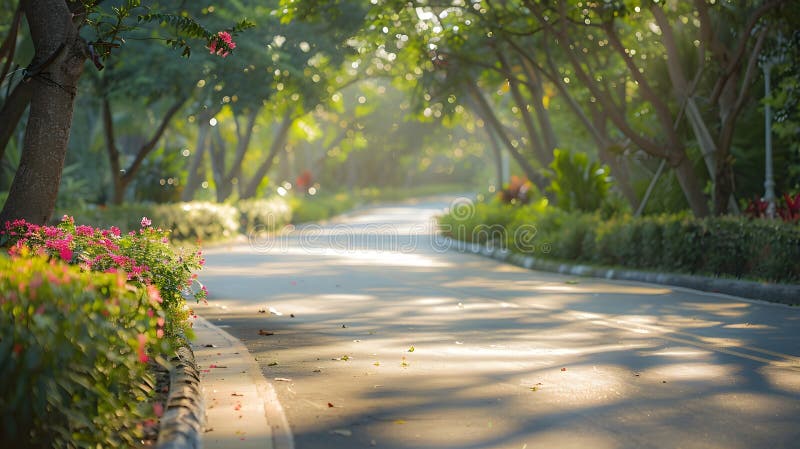 Generative AI Empty Street at the Nice and Comfortable Great Garden ...