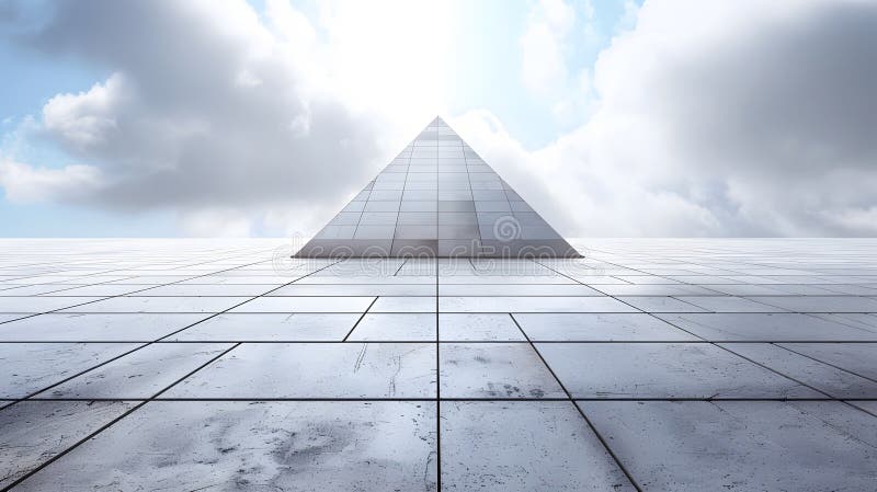 Generative AI Empty Triangle Shape Stone Tiles Floor with Sky Business ...