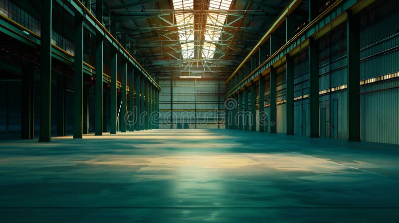Generative AI Empty Warehouses Business Concept. Stock Illustration ...