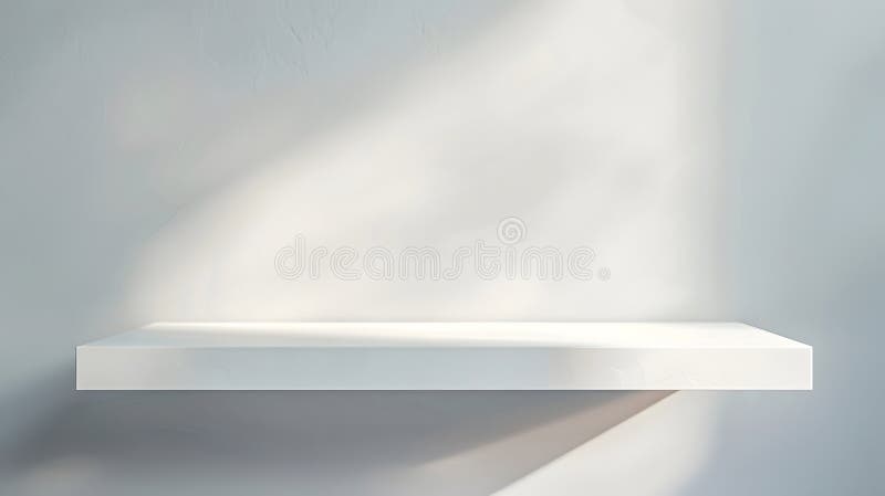 Generative AI Empty White Shelf Horizontal Background Minimalist Table ...