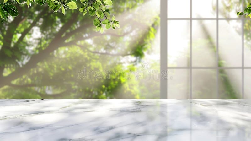 Generative AI Empty White Stone Marble Table Top and Blurred of ...