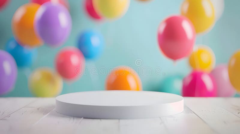 Generative AI Empty White Table Top in Front Blurred Happy Birthday ...