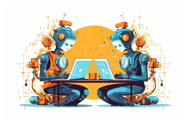Generative AI Engineers Characters Making and- Stock Illustration ...