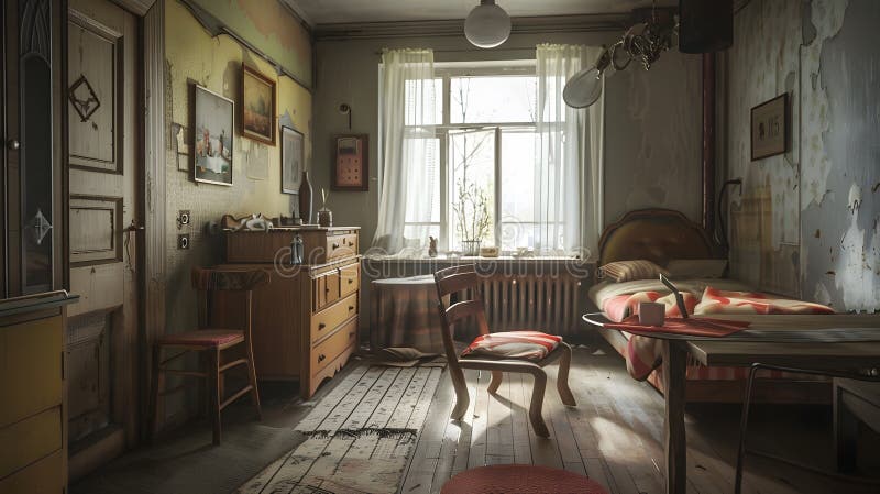 Generative AI Example of Old Soviet Russian Poor Interior in Leningrad ...
