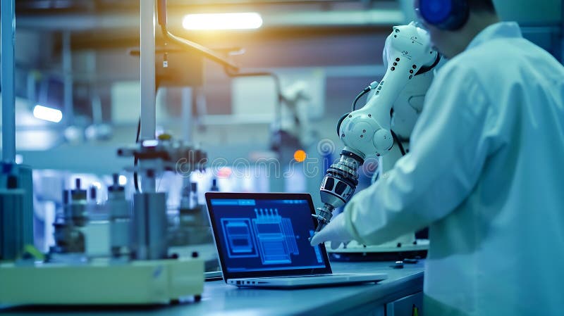At_the_Factory_Automation_Engineer_Uses_Laptop_2 Stock Photo - Image of ...