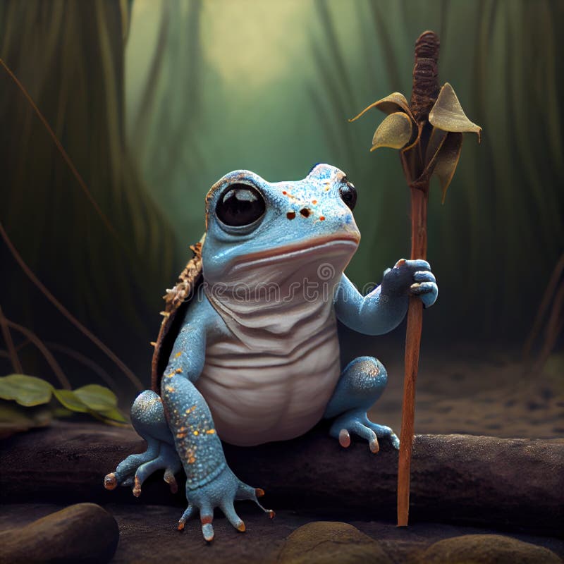 Generative AI: Fantasy Blue Frog Stock Illustration - Illustration of ...