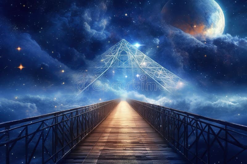 Generative AI: Fantasy Bridge Wood with Cloud in the Space with a Cute ...