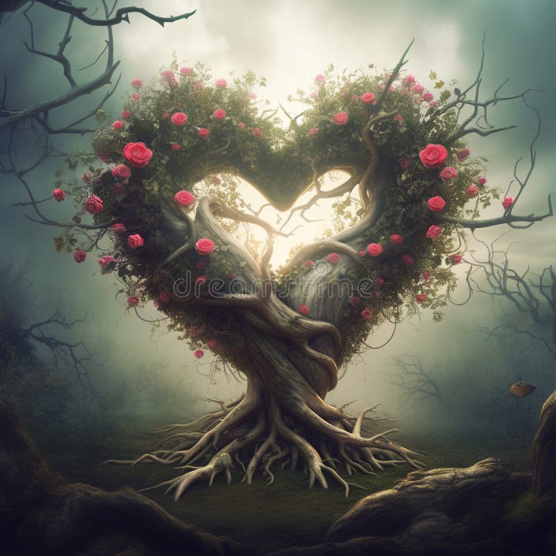 Generative AI: Fantasy Tree and with Gardens and Path 库存例证 - 插画 包括有 结构树 ...