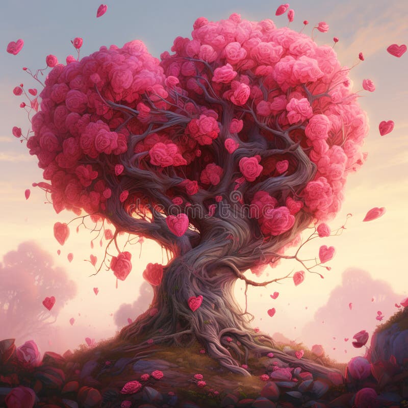 Generative AI: Fantasy Tree and with Gardens and Path Stock ...