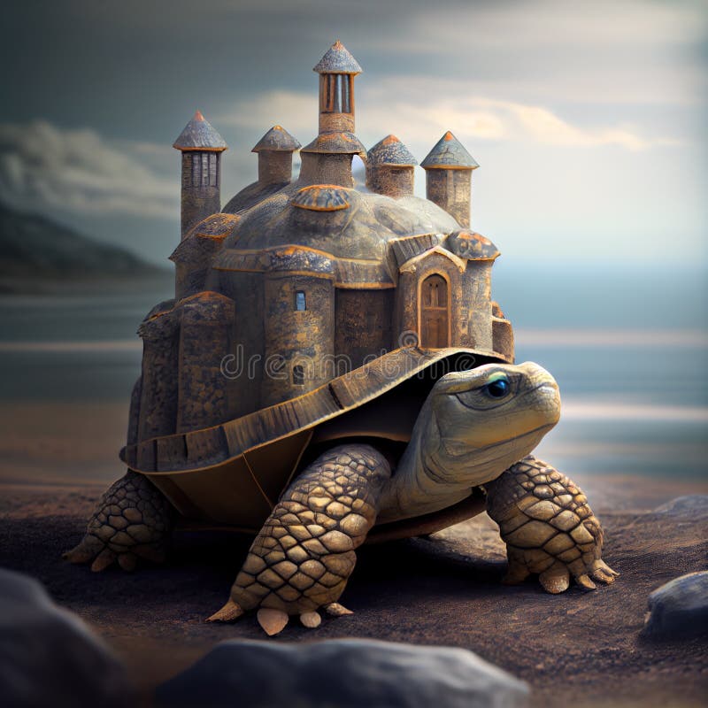 Generative AI: Fantasy Turtle with a Castle in Its Shell Stock Image ... Generative AI: Fantasy Turtle with a Castle in Its Shell Stock Image ...