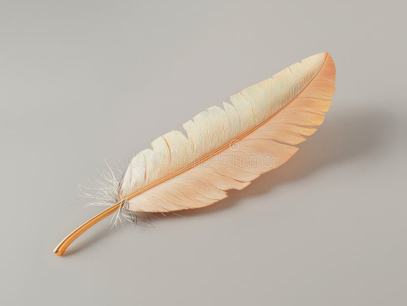 Feather with Metal Handle Resting on a Gray Surface in a Simple and ...