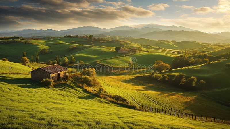 Generative AI, Fields of Tranquility: Embracing the Rural Charms Stock ...