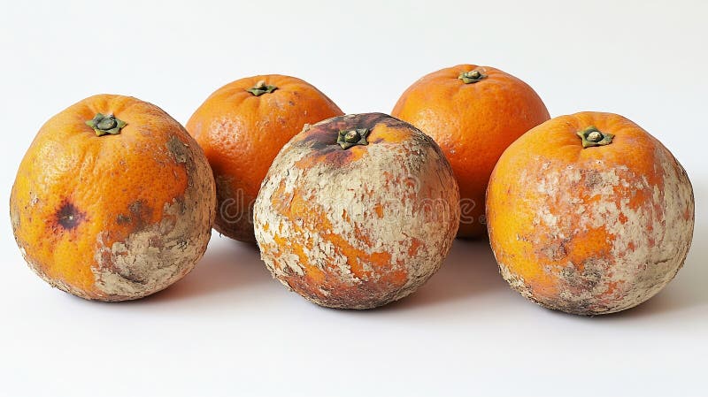 Generative AI Five Oranges in Various Stages of Decomposition Isolated ...