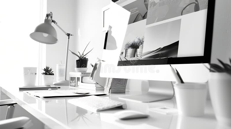 Generative AI Flat Black and White Web Design Studio Page Layout on ...