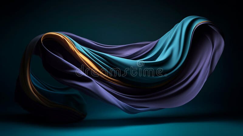 Generative AI. Flowing Blue Fabric Artwork Backdrop Stock Illustration ...