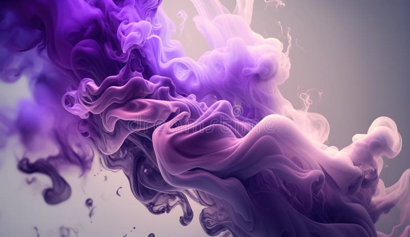 Generative AI, Flowing Lavender Violet Liquid and Smoke with Splashes ...