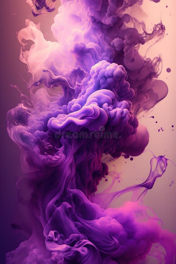 Generative AI, Flowing Lavender Violet Liquid and Smoke with Splashes ...