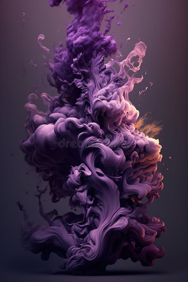 Generative AI, Flowing Lavender Violet Liquid and Smoke with Splashes ...