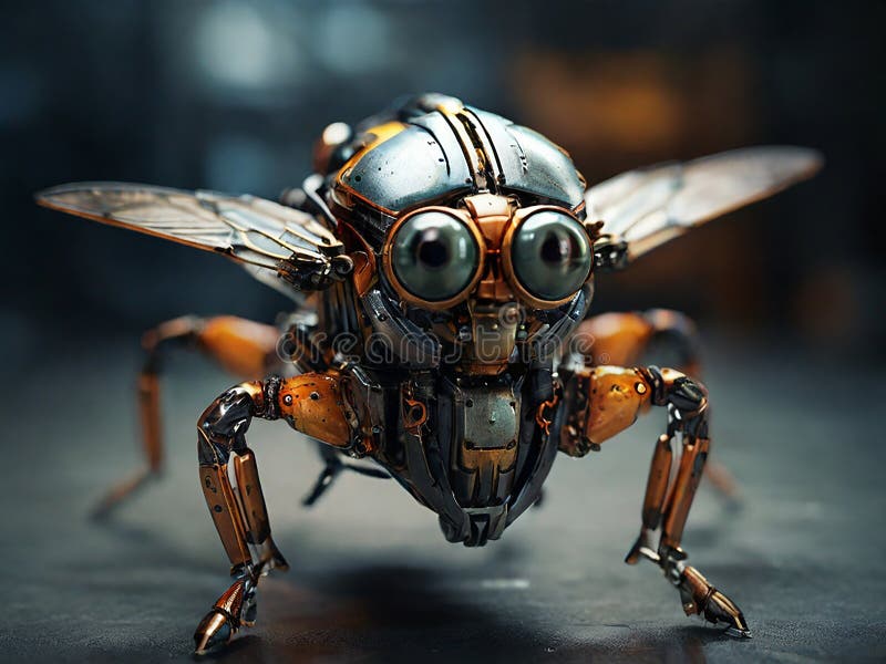 Fly Robot with Macro Photo Technique Stock Illustration - Illustration ...