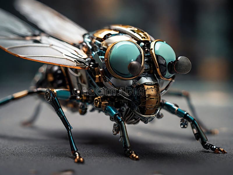 Fly Robot with Macro Photo Technique Stock Illustration - Illustration ...