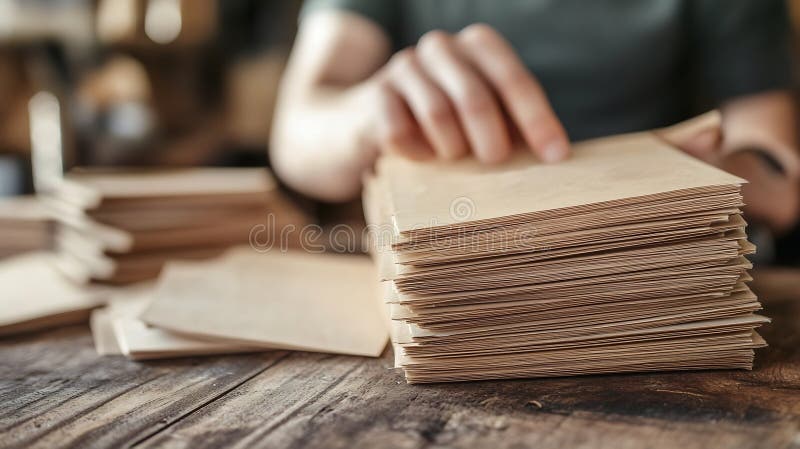 Generative AI Focused Hands Sorting through Sheets of Paper in a ...