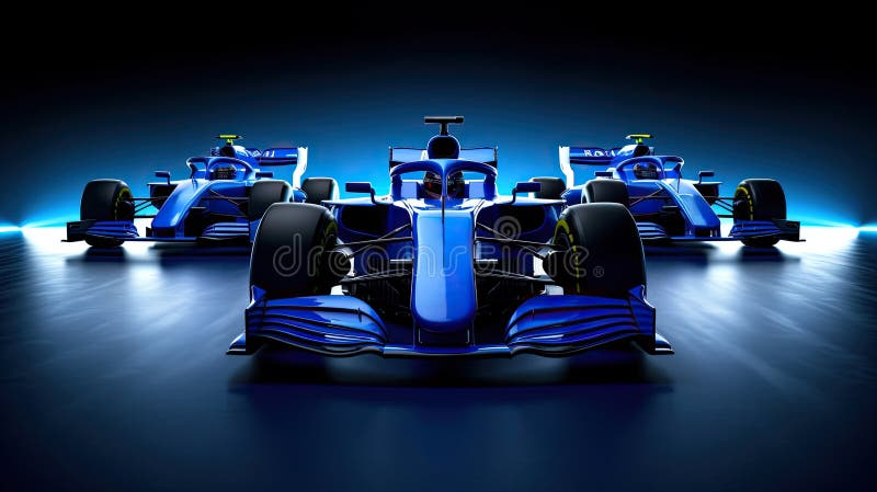 Generative AI of a Formula Race Car in Black and Blue Light Stock ...