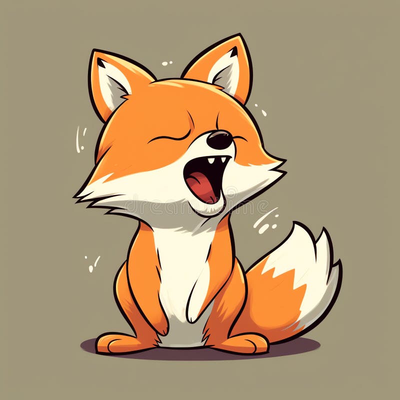 Generative AI Fox Yawning and Stretching- Stock Illustration - Illustration of flower, white ...