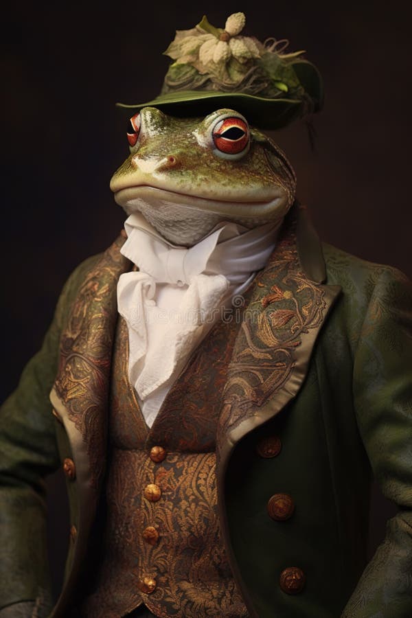 Generative AI. Frog Elegantly Dressed, Victorian Stock Illustration ...