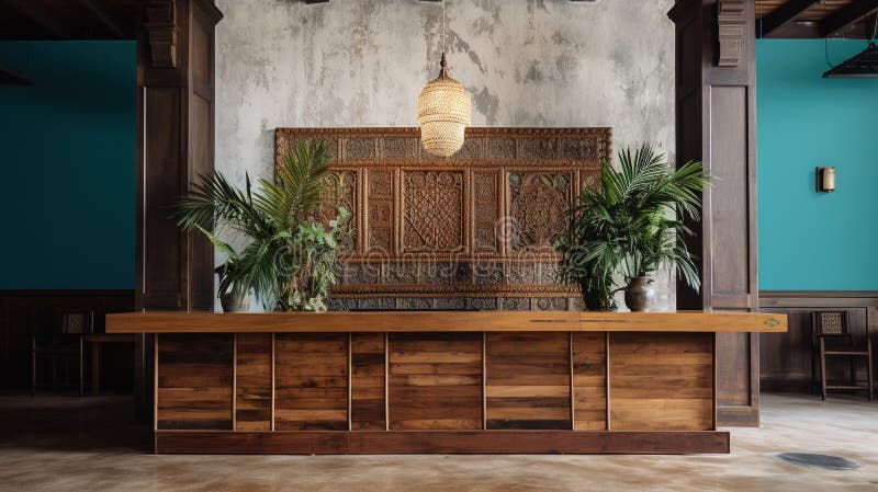 Generative AI, Front Desk of Boho Hotel, Reception Stock Photo - Image ...