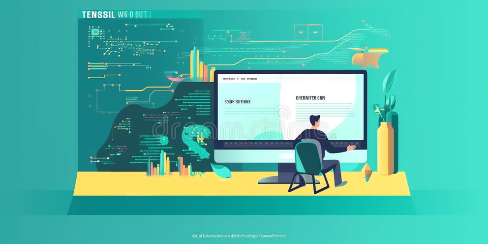 Generative AI Front End Development Concept- Stock Illustration - Illustration of team, data ...