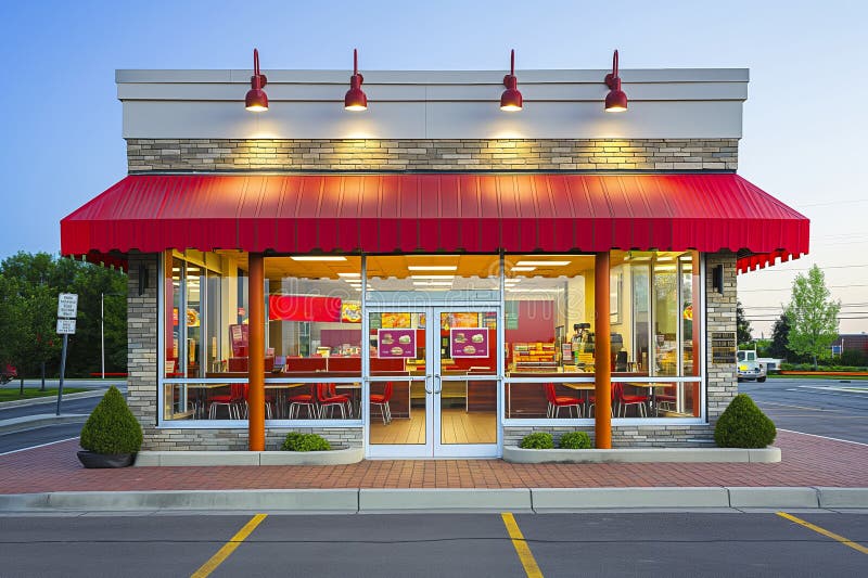 Front View of a Fast-food Restaurant Franchise Store Stock Illustration ...