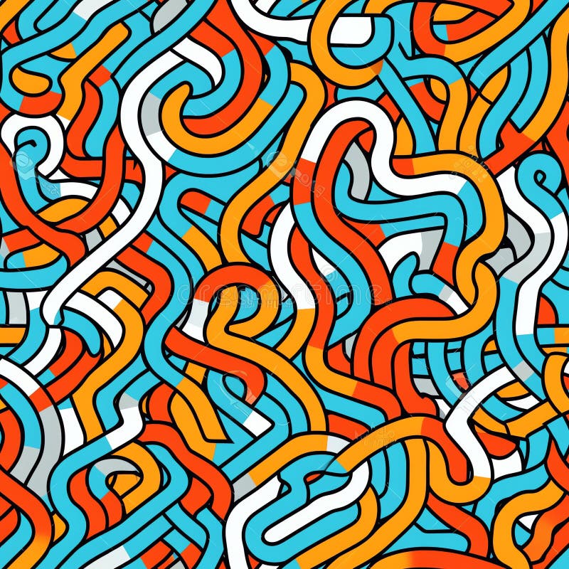 Generative AI Fun Red Line Doodle- Stock Illustration - Illustration of ...