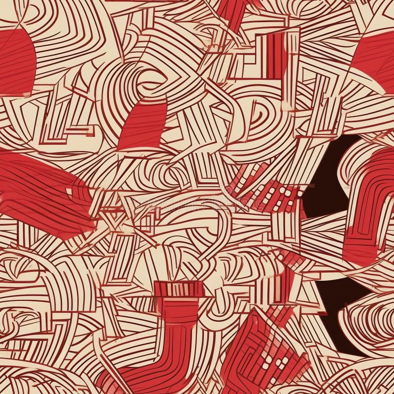 Generative AI Fun Red Line Doodle- Stock Illustration - Illustration of ...