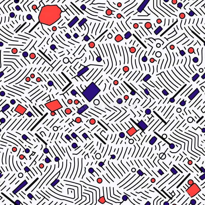 Generative AI Fun Red Line Doodle- Stock Illustration - Illustration of ...
