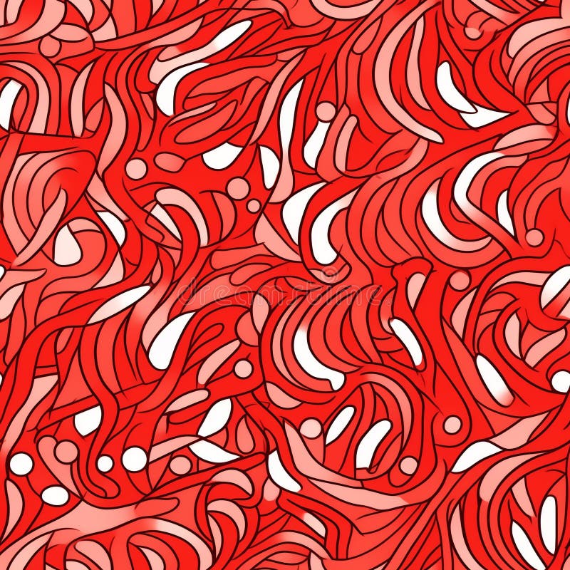 Generative AI Fun Red Line Doodle- Stock Illustration - Illustration of ...