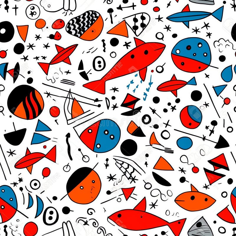 Generative AI Fun Red Line Doodle- Stock Illustration - Illustration of ...