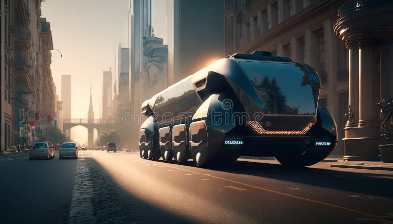 Generative AI of a Future Electric Car Driving on the Road in the City ...