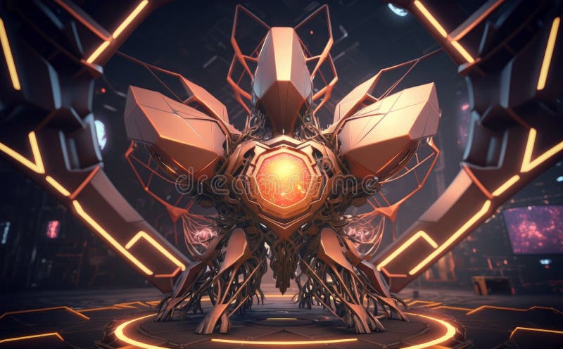 Generative AI of a Futuristic Background with an Abstract Robot in the ...